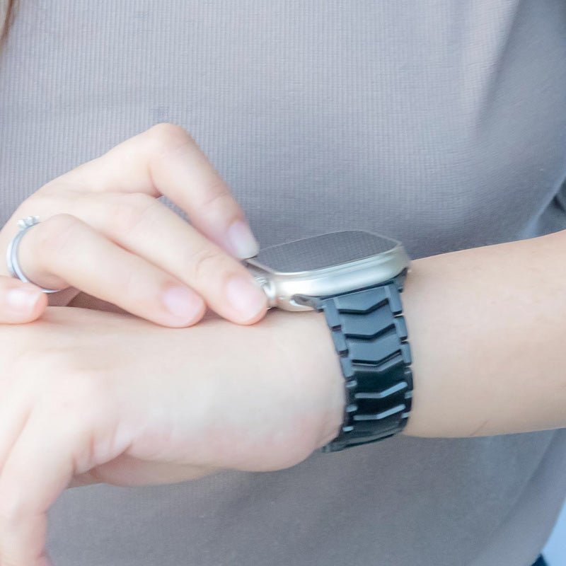 Tenax Titanium Steel Link Strap For iWatch Series 1-10, SE, SE2, Ultra ...